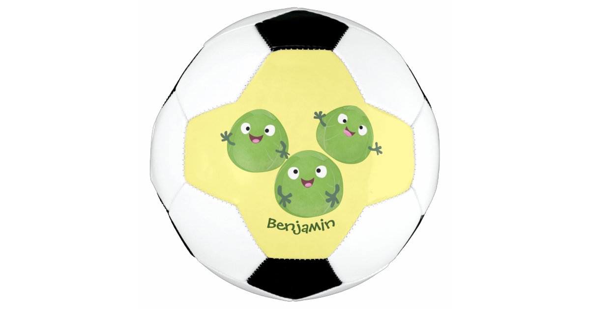 Funny Brussels sprouts vegetables cartoon Soccer Ball | Zazzle