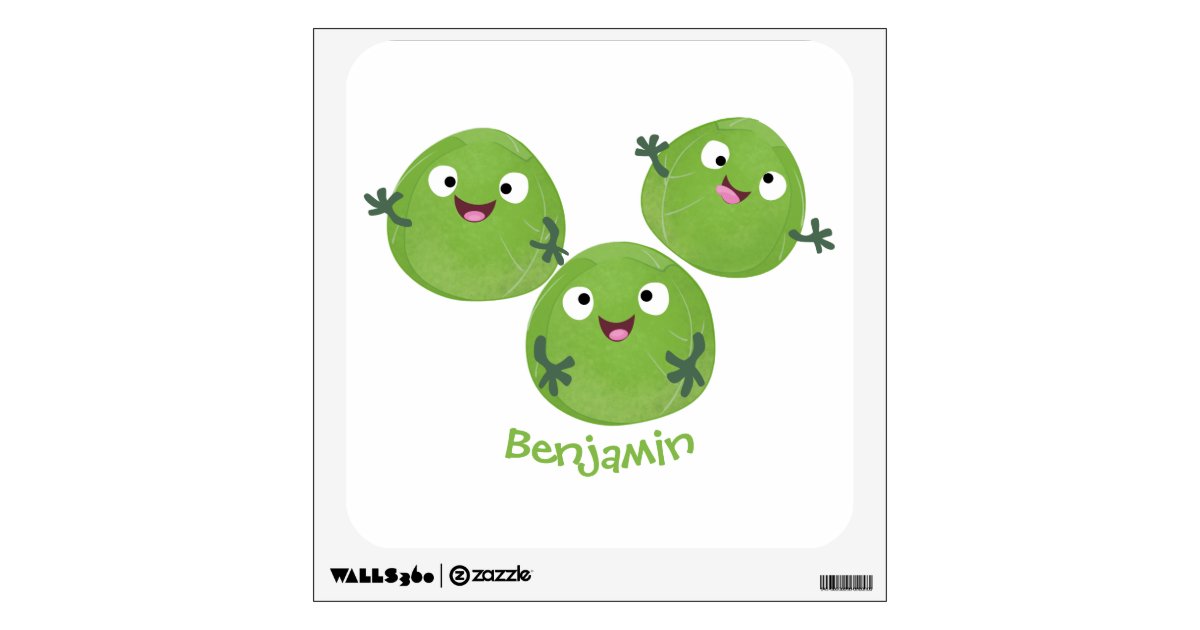 Funny Brussels sprouts vegetables cartoon Wall Decal | Zazzle