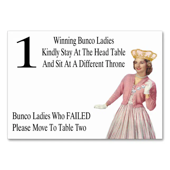 Funny Bunco Move From Table One Cards Queen #2 | Zazzle
