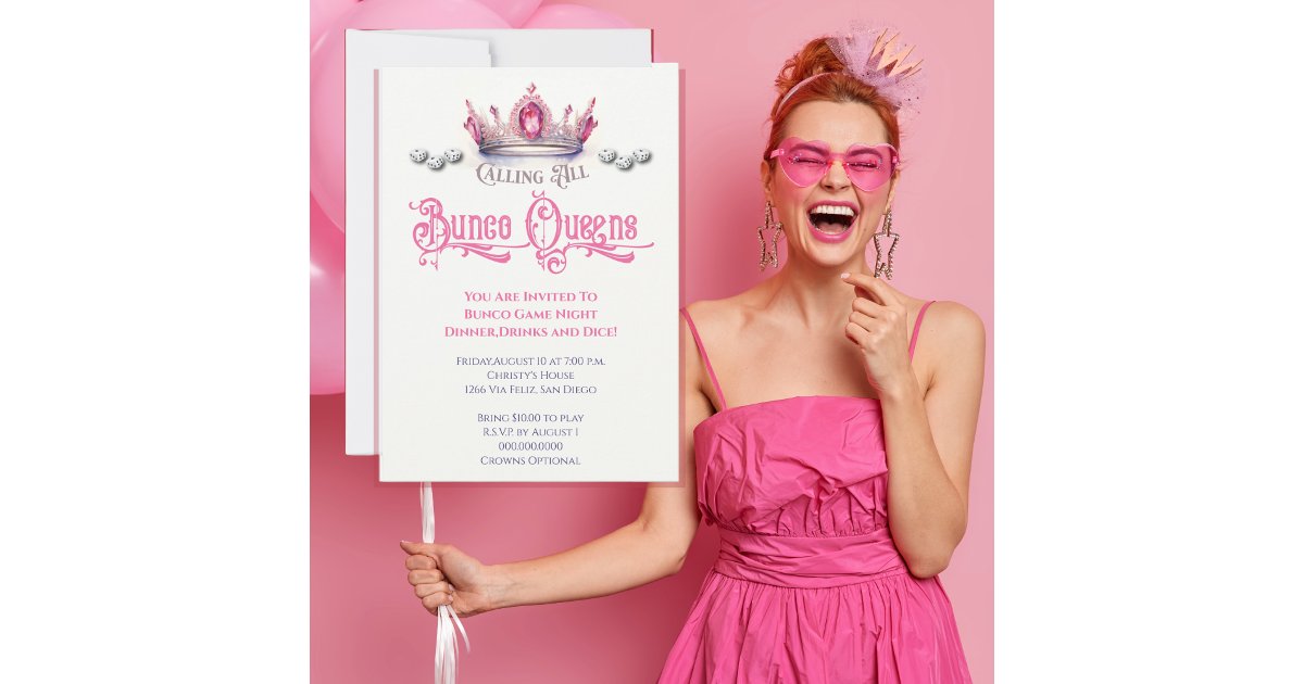 Funny Bunco Queen Game Party Invitation | Zazzle