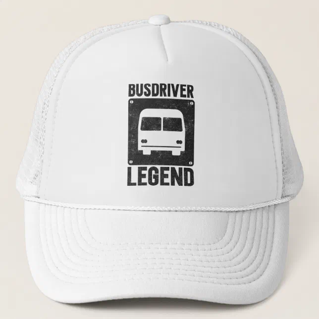 Funny Bus Driver Legend School Bus Trucker Hat | Zazzle