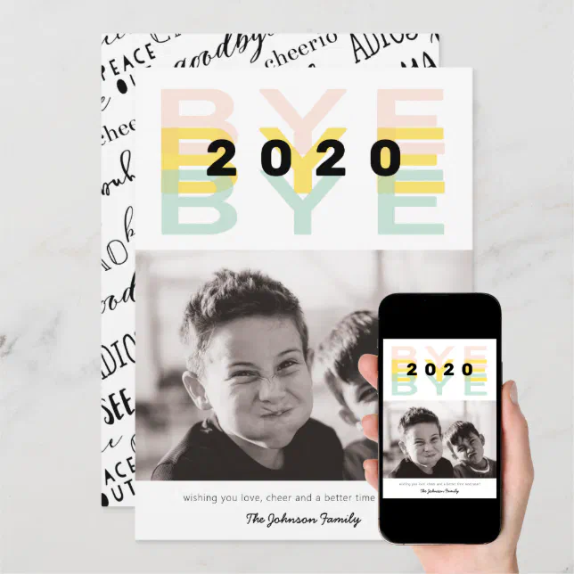Funny "Bye 2020" Single Photo Holiday Card | Zazzle