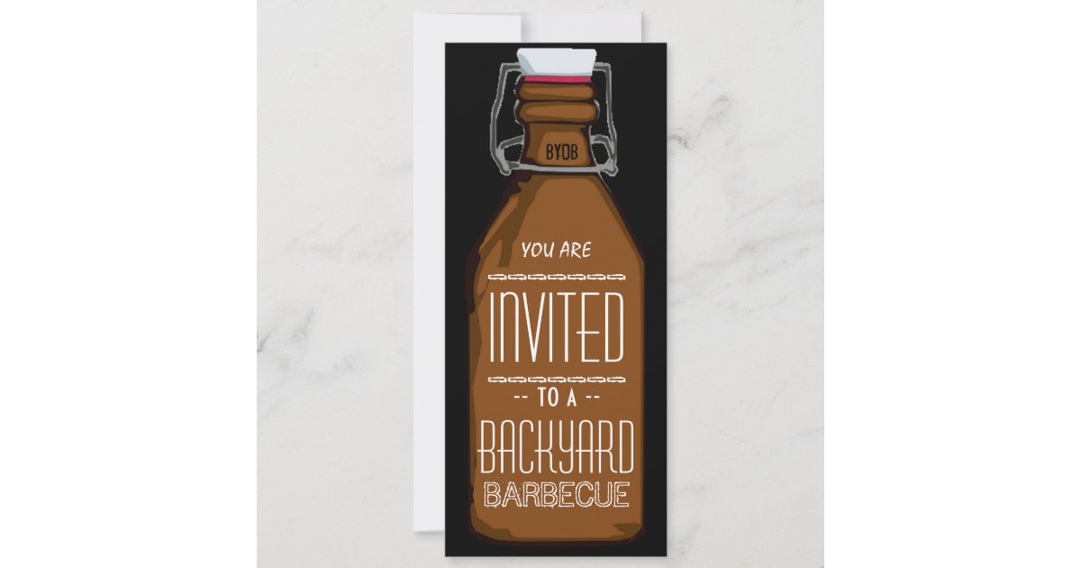 Funny BYOB Beer Bottle BBQ Party Invitation | Zazzle