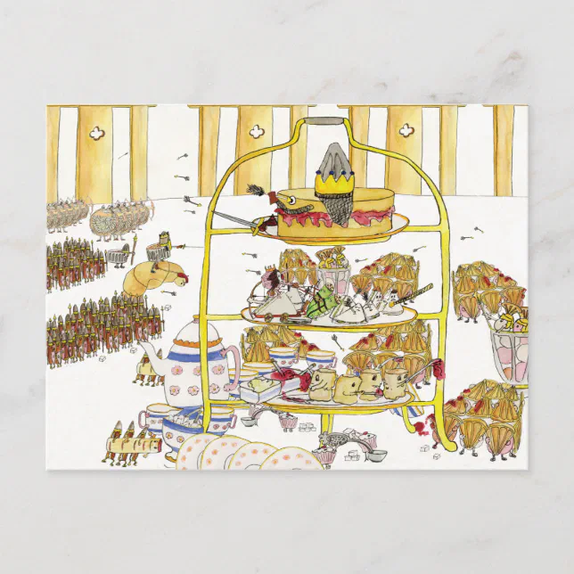 Funny Cake History 1066 Quirky Afternoon Tea Postcard | Zazzle