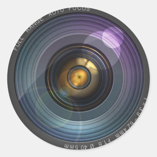 Funny Camera Lens Round Classic Round Sticker | Zazzle