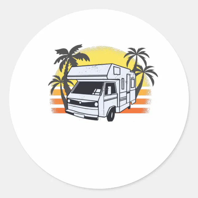 Funny Camper Motorhome - Camping Caravan Classic Round Sticker | Zazzle