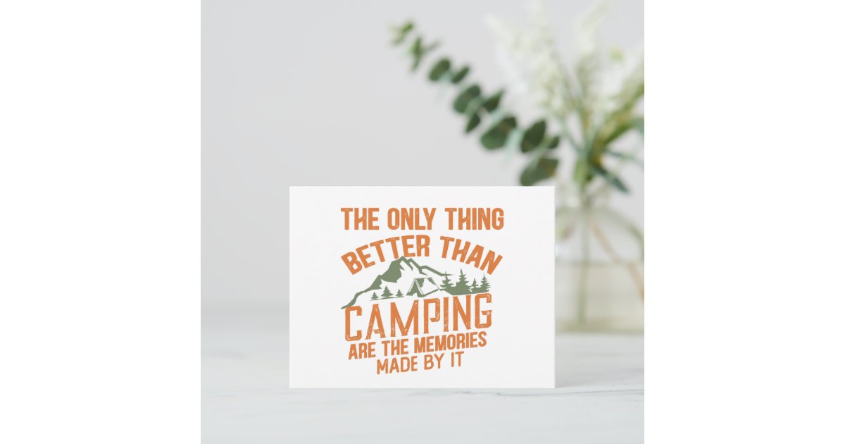 Funny camper slogan summer camping quotes holiday postcard | Zazzle