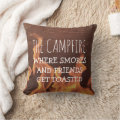 Funny Camping Campfire Saying Smores Friends Throw Pillow | Zazzle