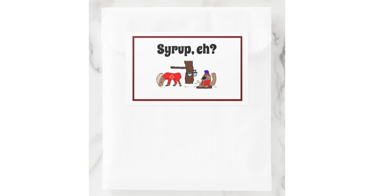 Funny Canada Moose and Beaver with Maple Syrup Rectangular Sticker | Zazzle