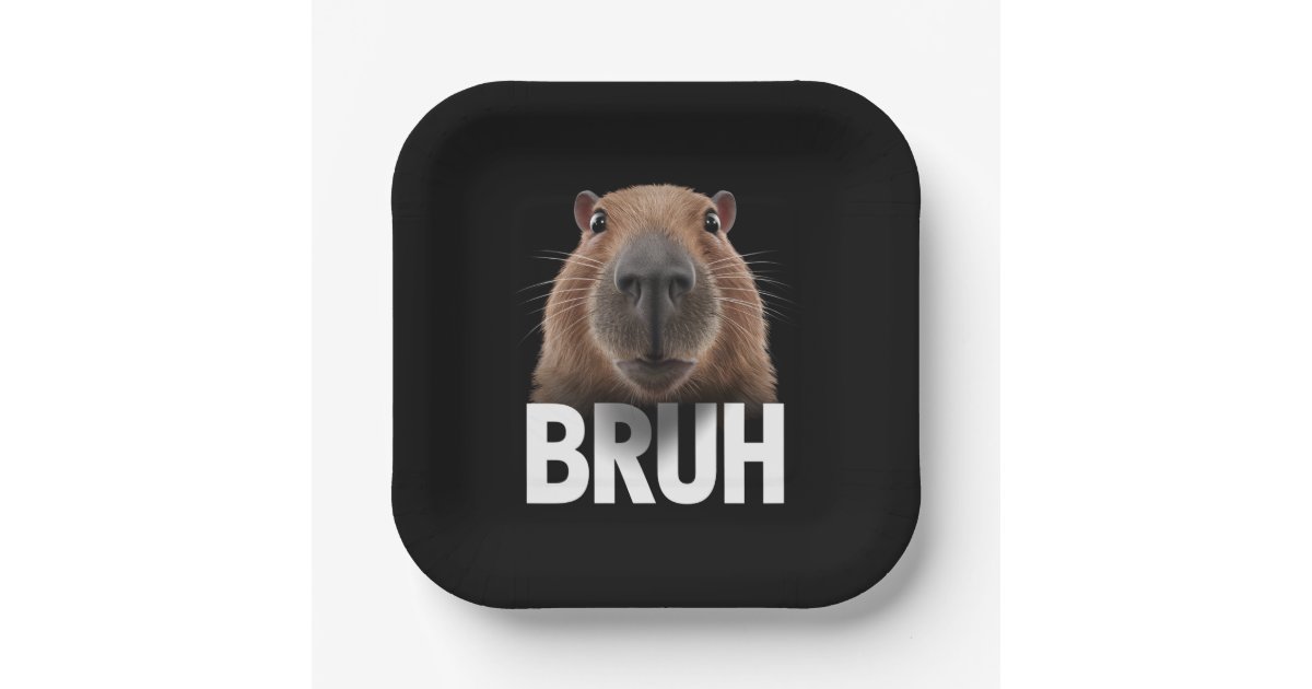 Funny Capybara Bruh Paper Plates | Zazzle