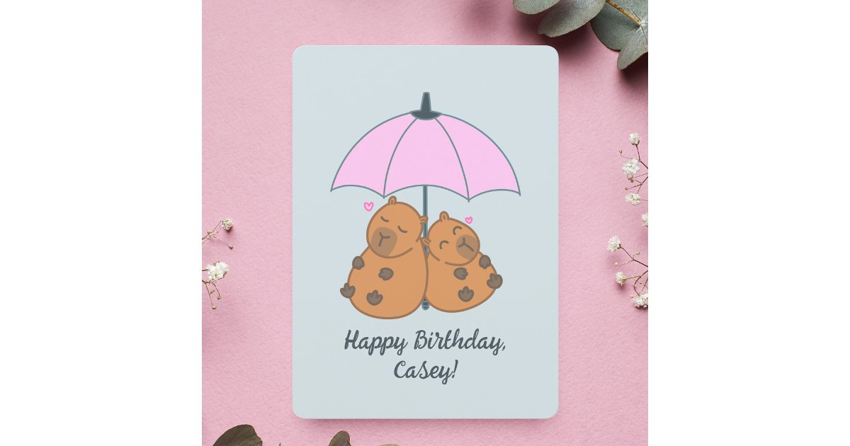 Funny Capybara Couple Blue Pun Birthday Card | Zazzle