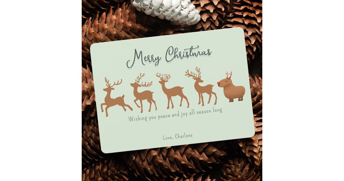 Funny Capybara Reindeer Christmas Cards | Zazzle