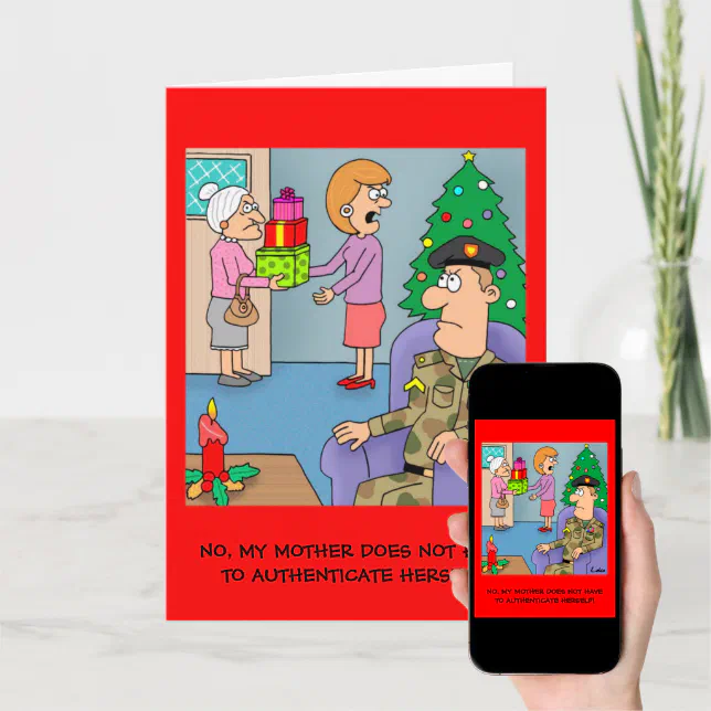 Funny cartoon Army Soldier Military Christmas card | Zazzle