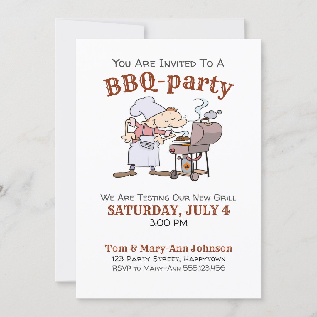 Funny Cartoon BBQ Party Invitation | Zazzle