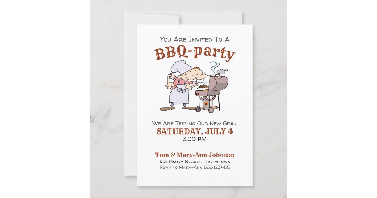 Funny Cartoon BBQ Party Invitation | Zazzle