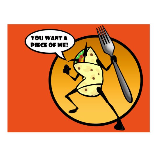 FUNNY CARTOON BURRITO POSTCARD | Zazzle.com