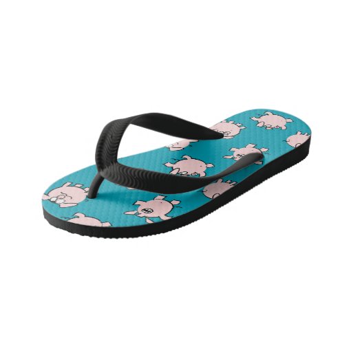 Funny Cartoon Comics Pig Choose Color FFlop Kid's Flip Flops | Zazzle
