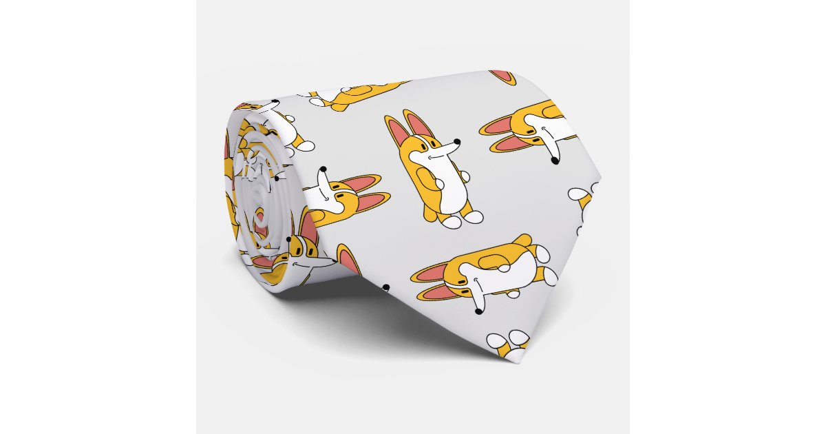 Funny Cartoon Corgi Pattern Neck Tie | Zazzle
