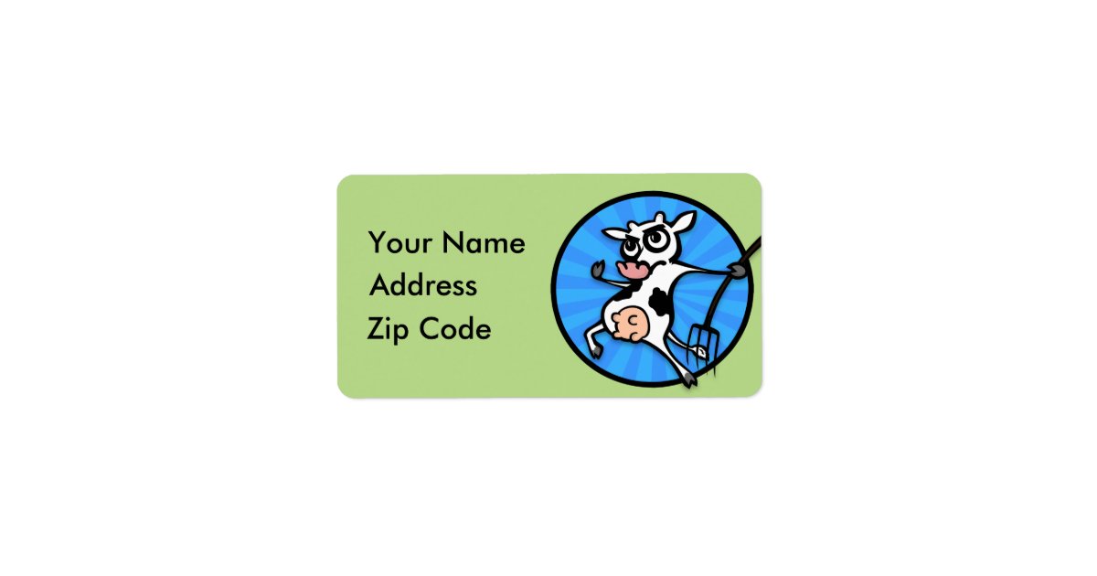 FUNNY CARTOON COW RETURN ADDRESS LABELS | Zazzle