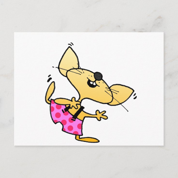 Funny Cartoon Dancing Rat Postcard | Zazzle