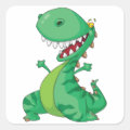 Funny Cartoon Dinosaur Roaring T-Rex Square Sticker | Zazzle