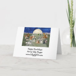 Funny Cartoon Dogs Moon Holiday Card | Zazzle