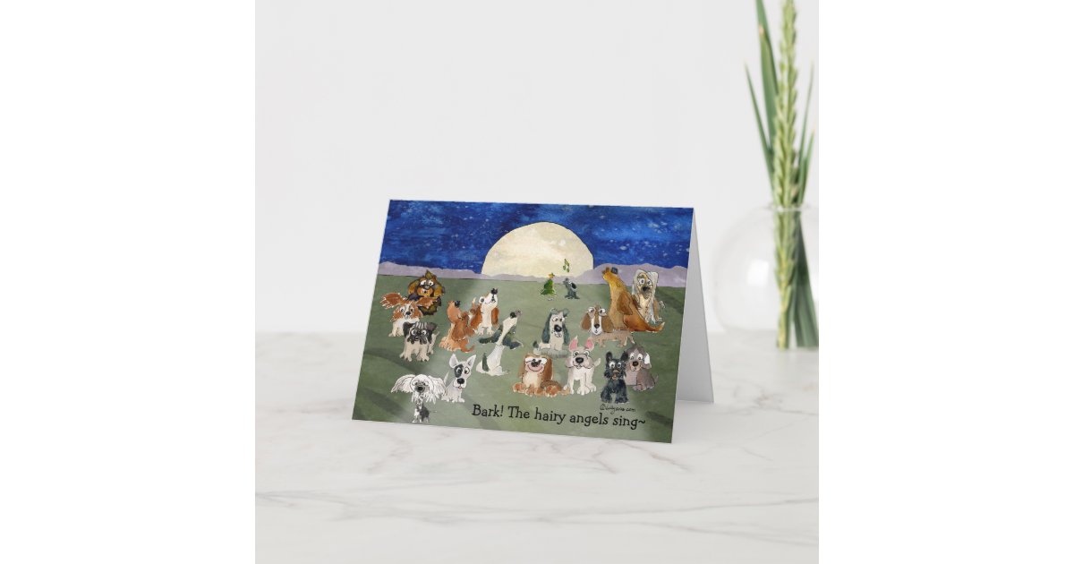 Funny Cartoon Dogs Moon Holiday Card | Zazzle