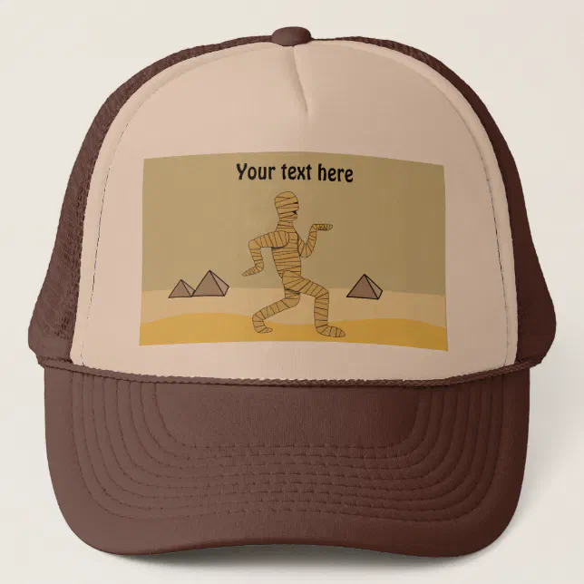 Funny Cartoon Egyptian Mummy Pyramids Custom Trucker Hat | Zazzle