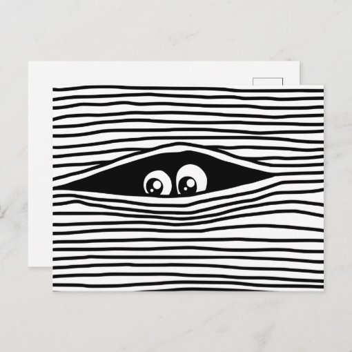 Funny Cartoon Eyes Watching Unseen Postcard | Zazzle