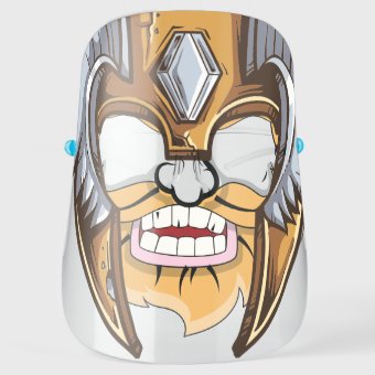 Funny Cartoon Fierce Viking Costume Face Shield | Zazzle