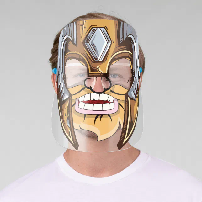 Funny Cartoon Fierce Viking Costume Face Shield | Zazzle