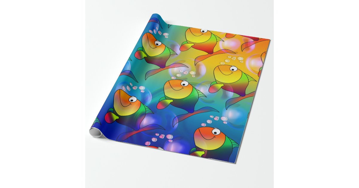 Funny cartoon fish gift paper | Zazzle