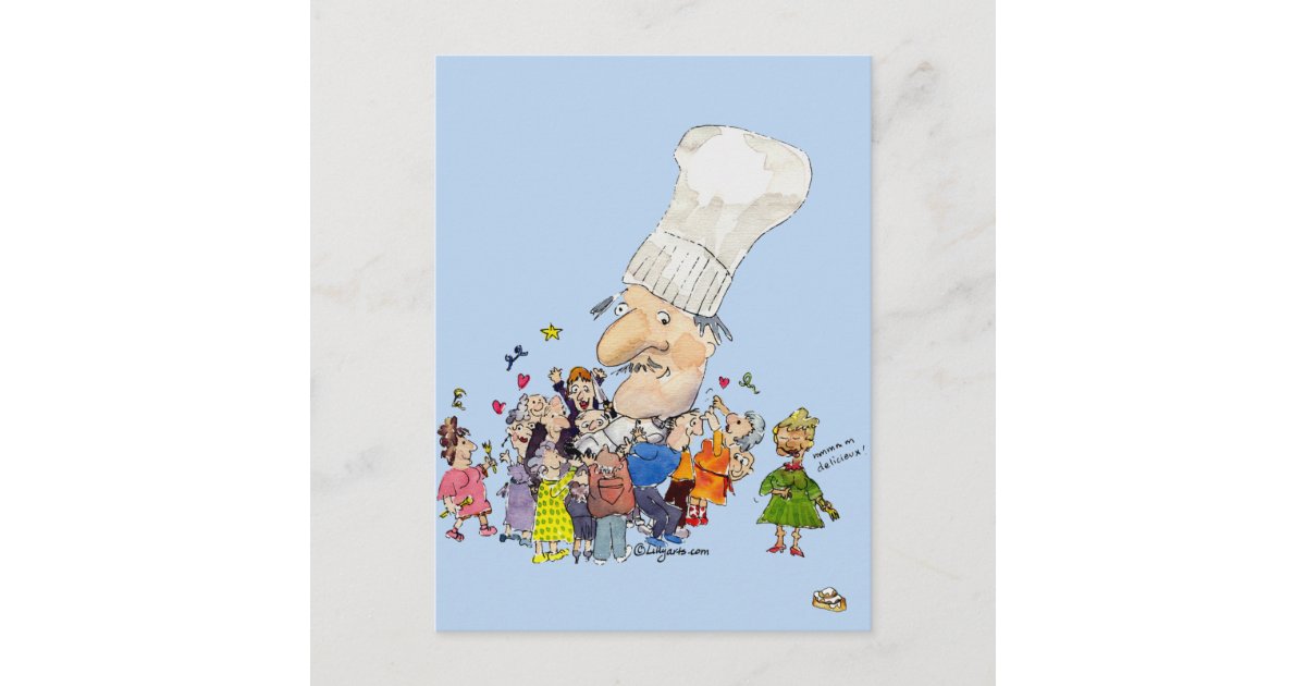 Funny Cartoon French Chef Postcard | Zazzle