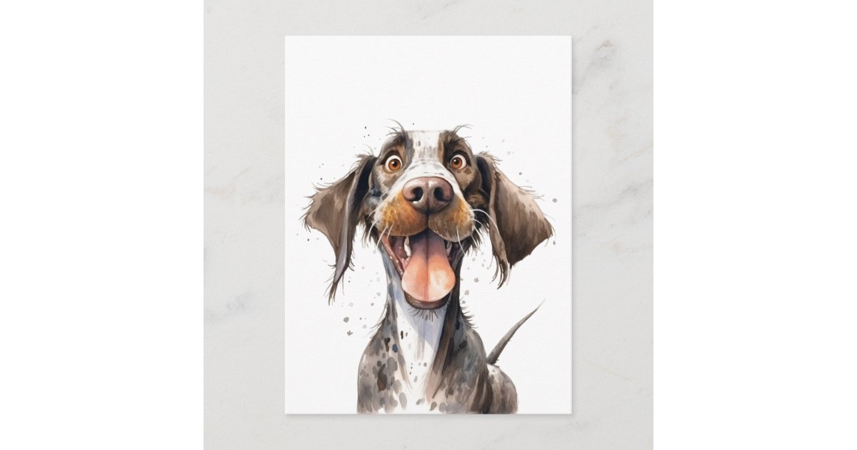 Funny Cartoon German Pointer Dog Postcard | Zazzle