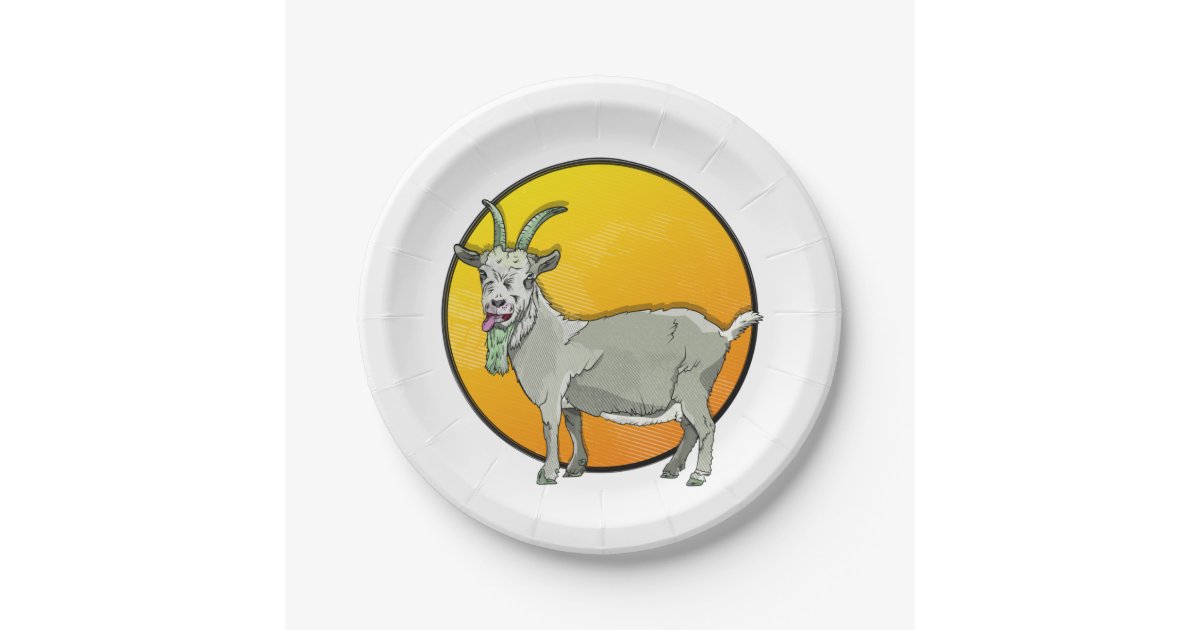 Funny cartoon goat paper plates | Zazzle