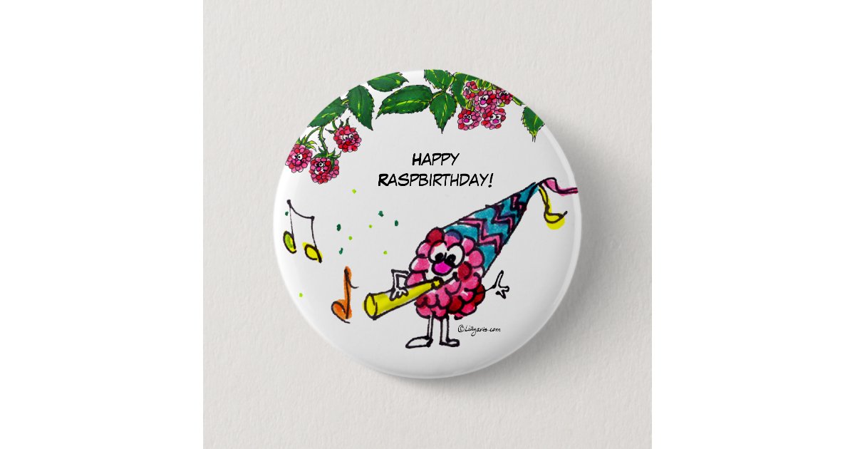 Funny Cartoon Happy Birthday Button Pin | Zazzle