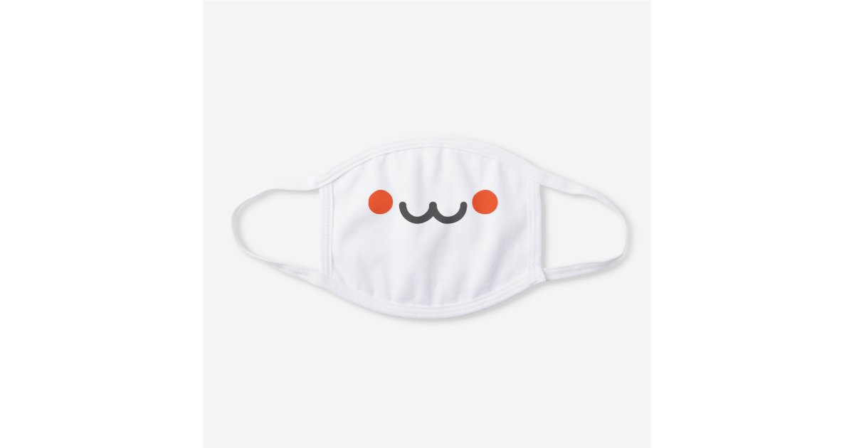 Funny Cartoon Happy Emoticons Smiling Red Dimple White Cotton Face Mask ...