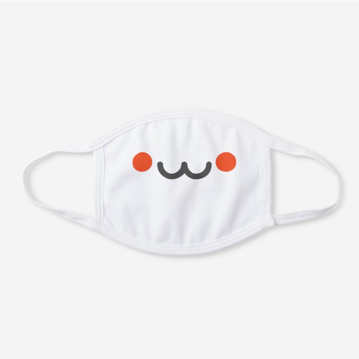 Funny Cartoon Happy Emoticons Smiling Red Dimple White Cotton Face Mask ...