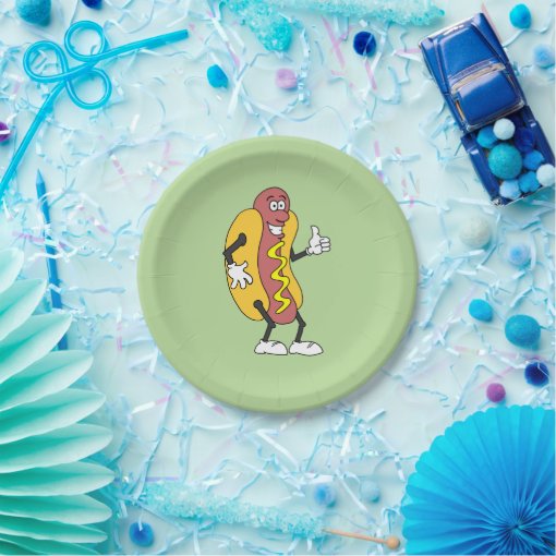 Funny Cartoon Hot Dog Plates | Zazzle