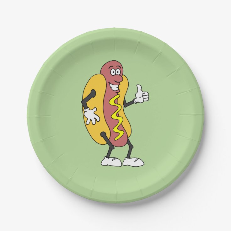 Funny Cartoon Hot Dog Plates | Zazzle