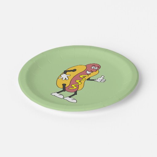Funny Cartoon Hot Dog Plates | Zazzle