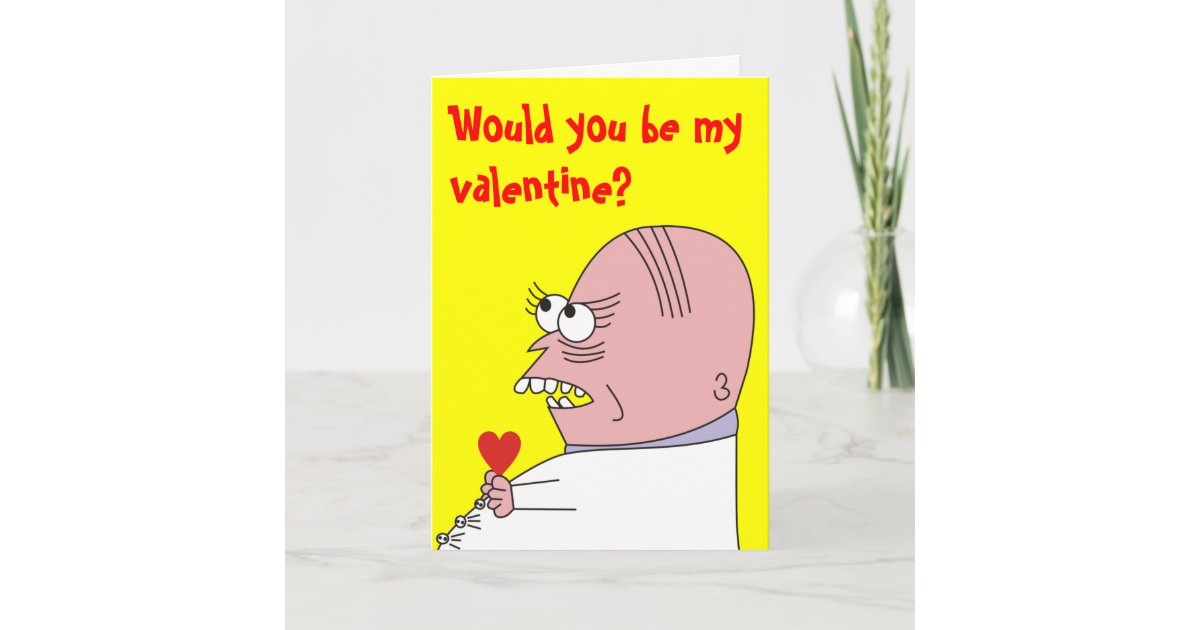 Funny Cartoon Man Valentine's Day Greeting Card | Zazzle