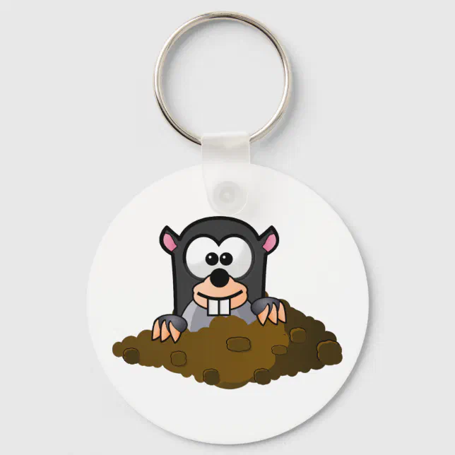 Funny cartoon mole keychain | Zazzle