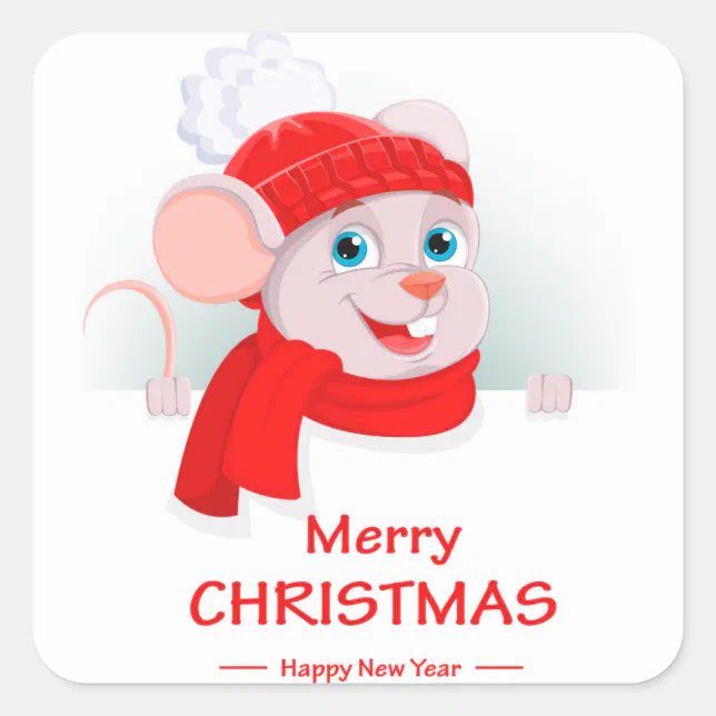 Funny Cartoon Mouse Square Sticker | Zazzle