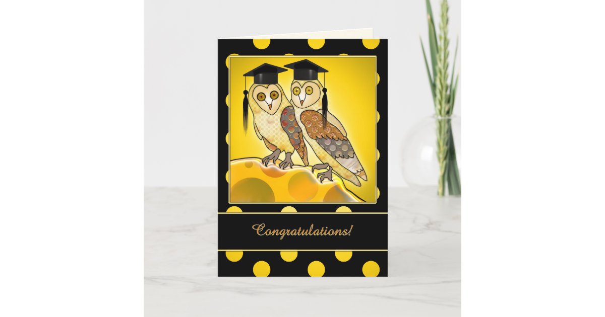 Funny Cartoon Owl Graduation Congratulations Card | Zazzle