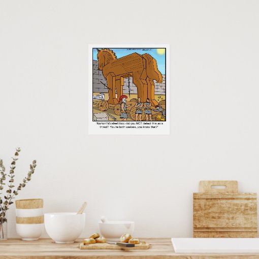 Funny Cartoon Poster- Trojan Horse Poster | Zazzle