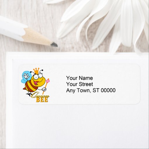 funny cartoon queen bee with text label | Zazzle