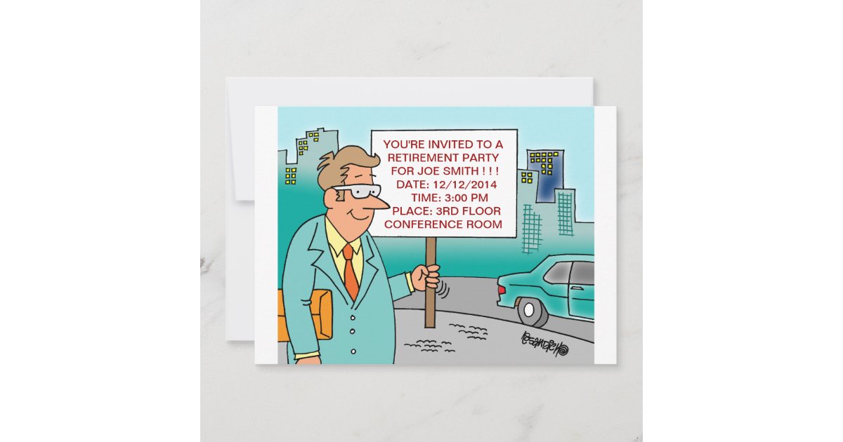 FUNNY CARTOON RETIREMENT INVITATIONS | Zazzle