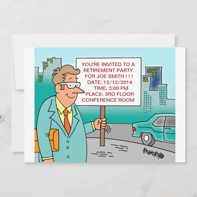 FUNNY CARTOON RETIREMENT INVITATIONS | Zazzle