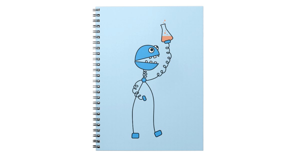 Funny Cartoon Robot Chemistry Geek Notebook | Zazzle